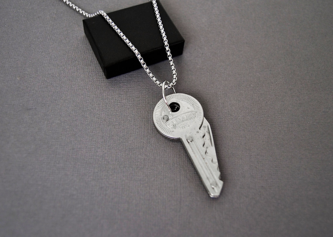 Necklace for Men Key Knife Necklace on a Stainless Steel Box | Etsy