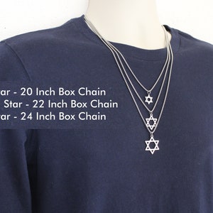 Star of David Necklace, Box Chain, Waterproof, 316L, Jewish Star ...