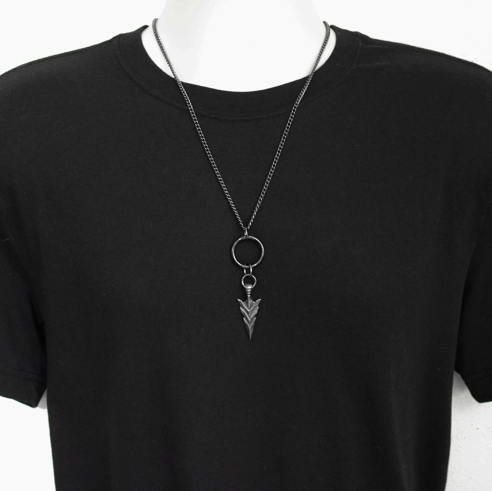 Spear Necklace With Gunmetal Curb Chain, BCB - Etsy