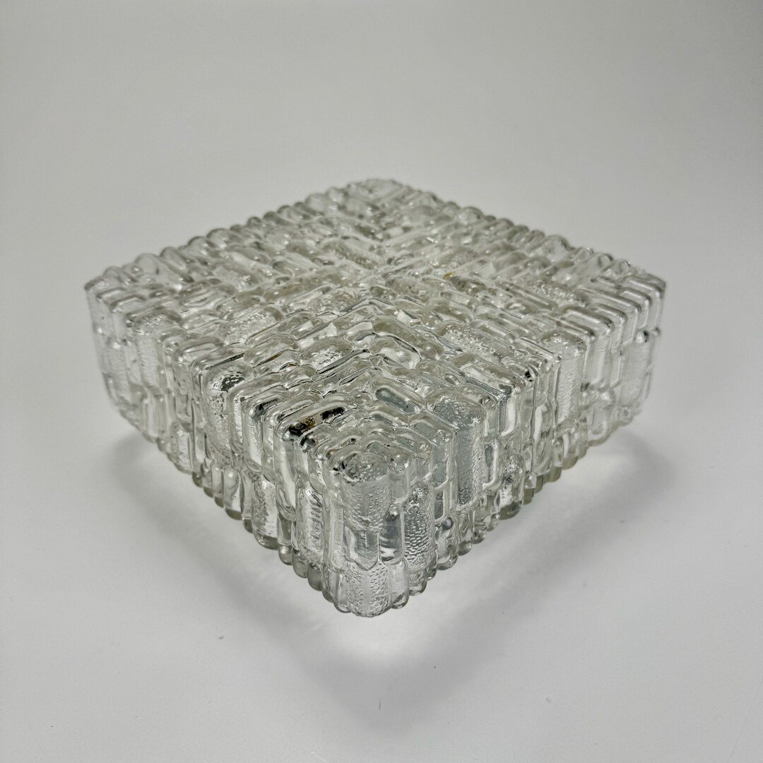 Mid Century Modern Clear Glass Square Block Flush Mount Ceiling Wall ...