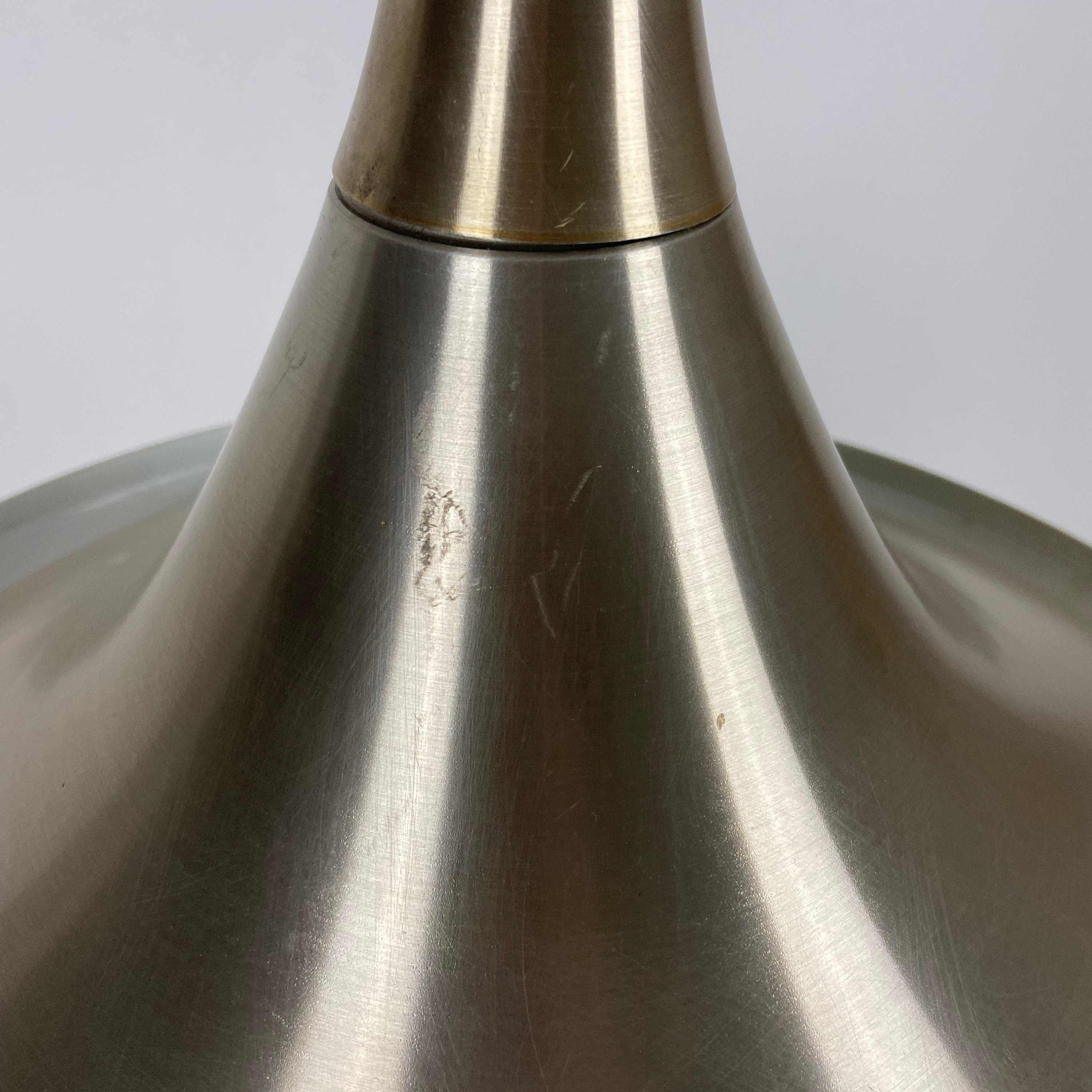Mid Century Modern Brushed Aluminium Pendant Light / Vintage Danish ...