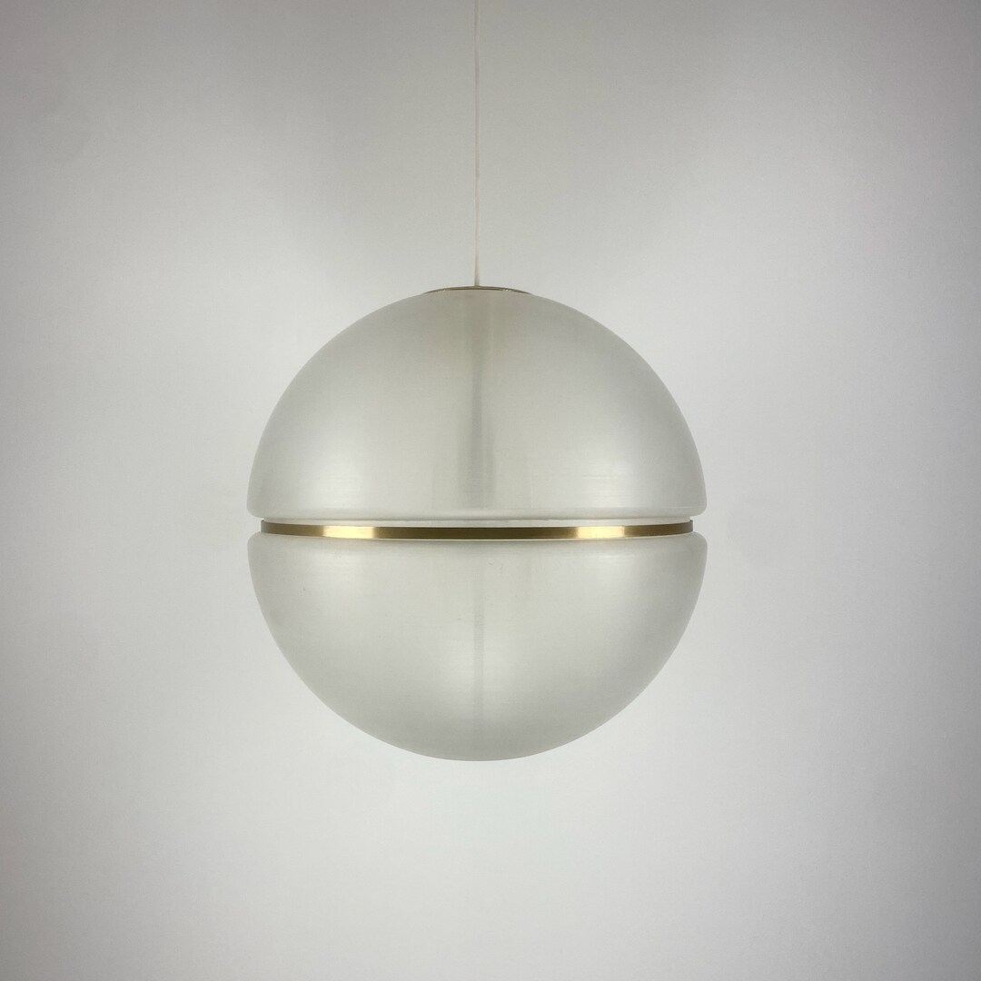 Xl MCM Spheric Space Age Ceiling Light / Frosted Globe Pendant Lamp ...