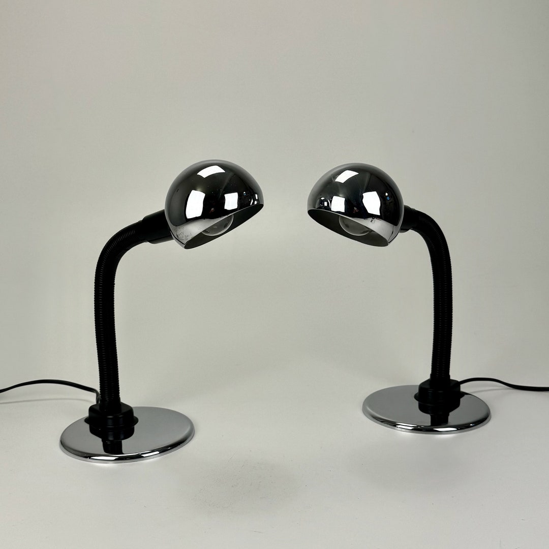 Vintage Chrome Gooseneck Desk Lamps / Table Light Pair - Etsy