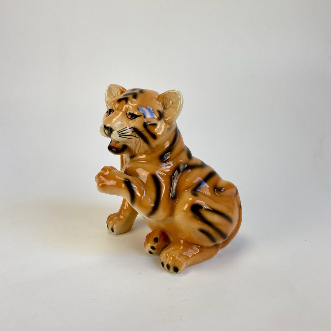 Mid Century Ceramic Tiger Cub Statue - Figurine / 70s Italy - Etsy