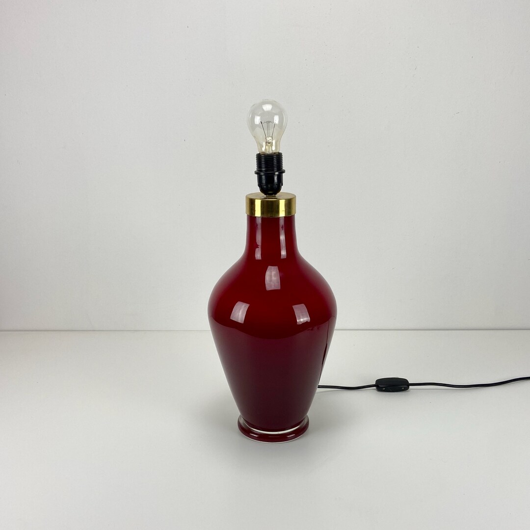 Large Vintage Murano Glass Table Lamp Base / Red - Etsy