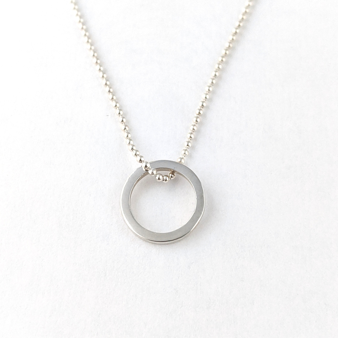 Minimalist Small Circle Necklace, Recycled Silver Necklace, Geometric ...