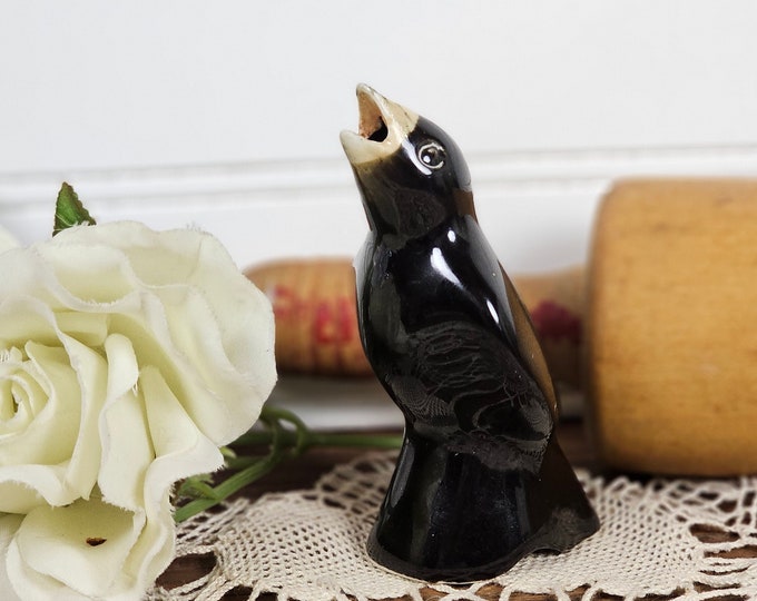 Vintage Black Bird Pie Funnel- Pie Vent Glazed Pottery Figurine - Etsy