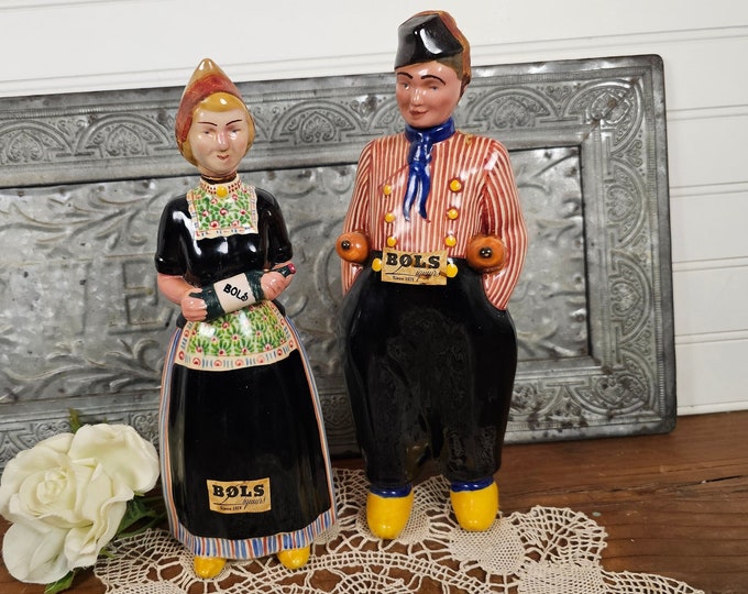 1950s Bols Ceramic Hand Painted Liqueur Bottles - Dutch Man and Woman ...