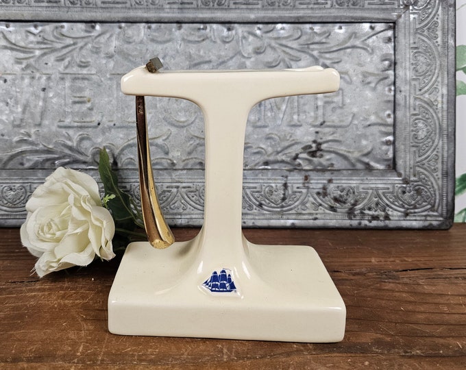 1985 Old Spice Ceramic Shaving Brush and Razor Stand With Brass-plated ...