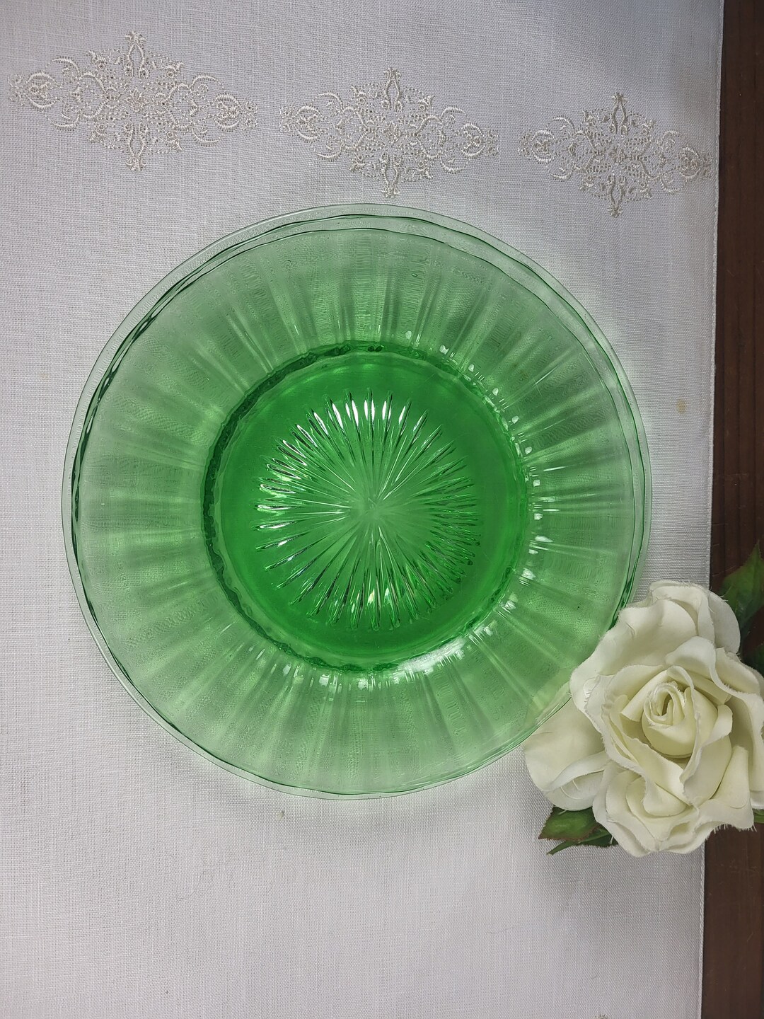 Depression Glass Green Salad Plates - Choose From Block Optic or Ridge ...