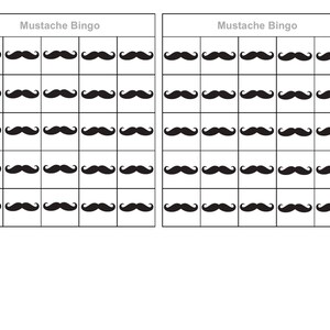20 Individual Printable Mustache Bingo Cards for Baby Shower or ...