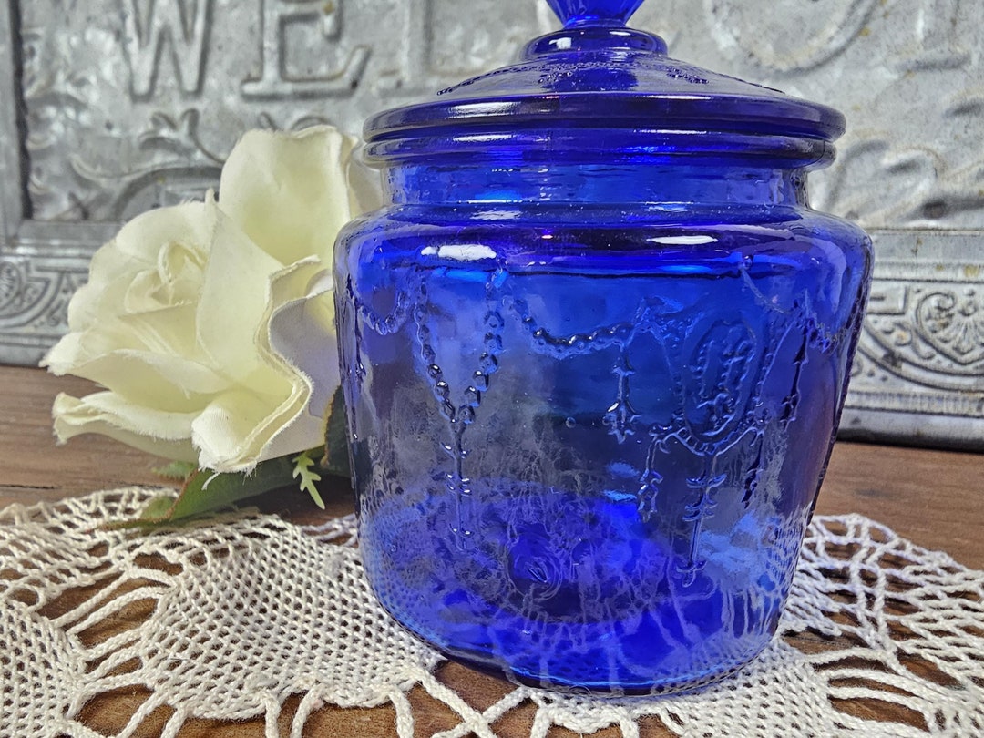 Vintage Jennifer Miniatures Cracker Jar & Lid - Cobalt by Mosser Glass ...