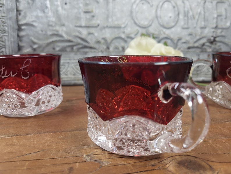 3 Cups EAPG Souvenir Glass Ruby Flash Ruby Stain 1898-1905 - Etsy