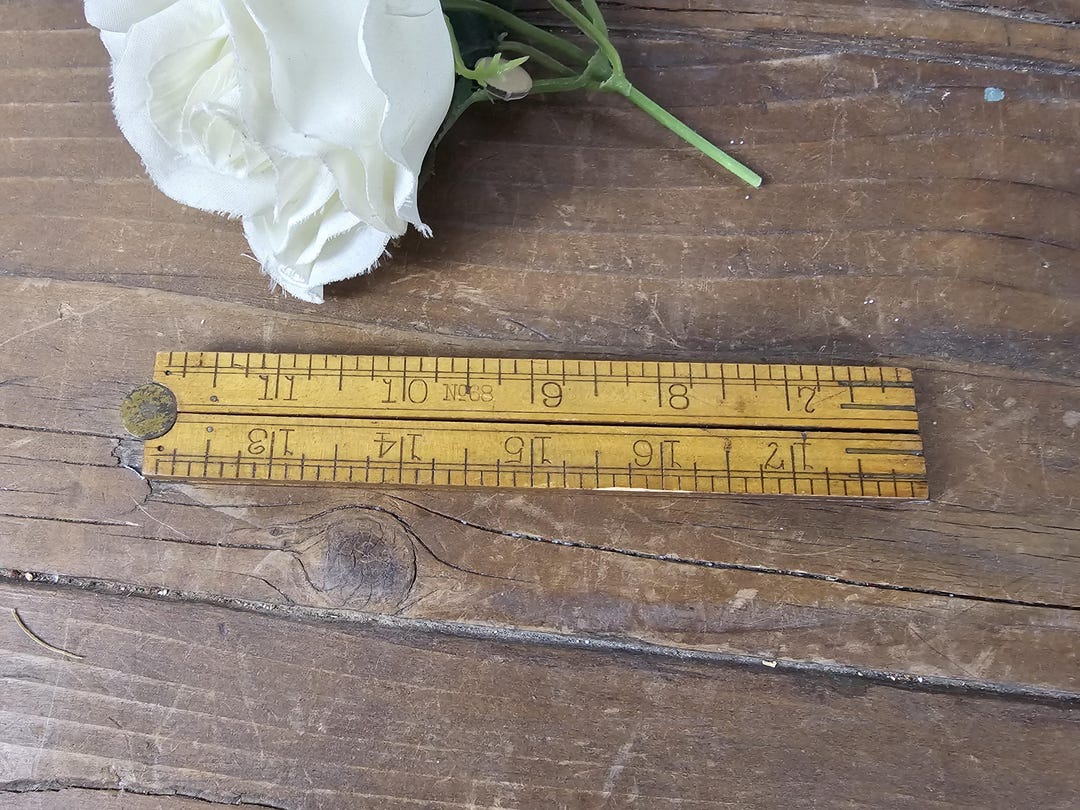 Antique Folding 24” Wood Ruler With Brass Parts - No. 68 Carpenter ...