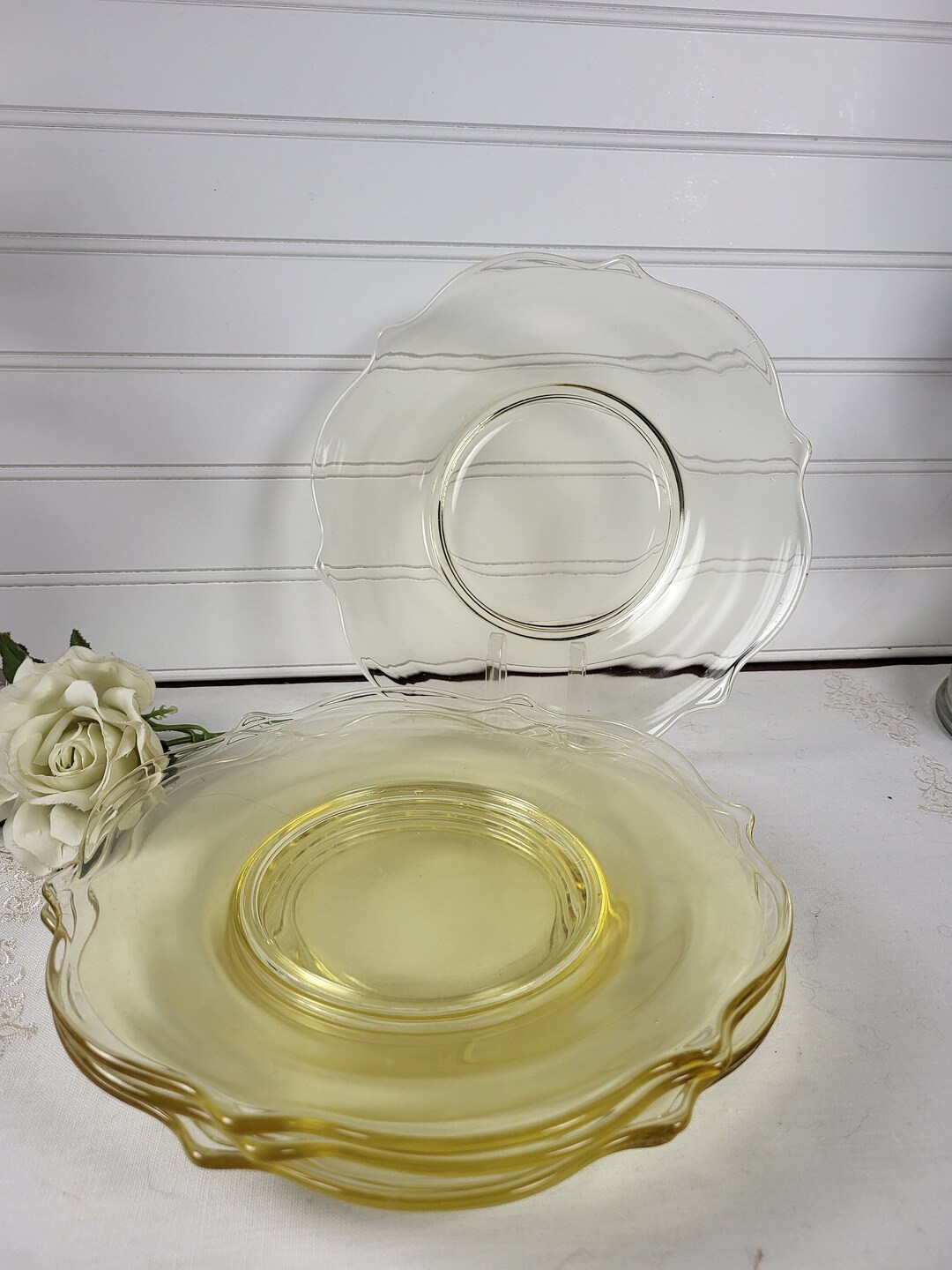1930s Yellow Depression Glass Plates - Set of 5 - Etsy