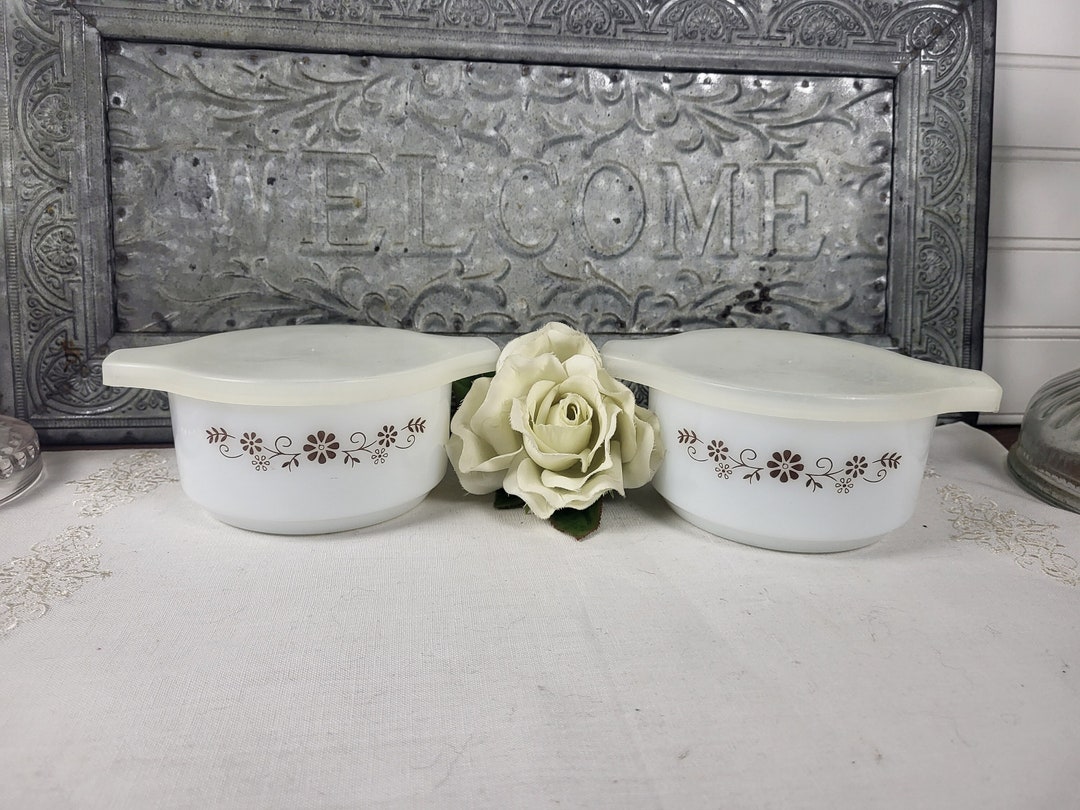 Two Vintage Dynaware Pyr-o-rey Brown Daisy Dishes With Lids - Etsy