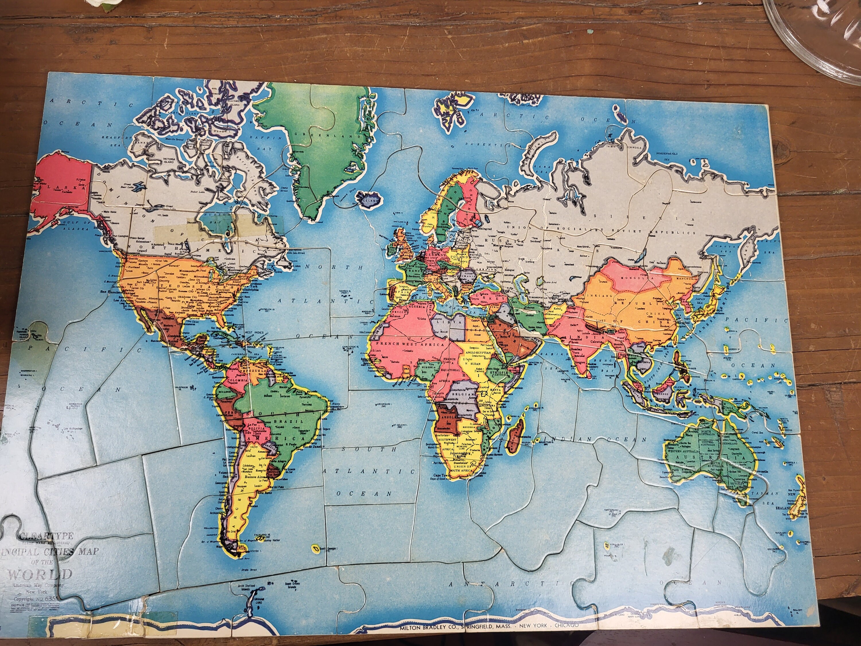 1940s Vintage Puzzle Map of the United States and World on - Etsy