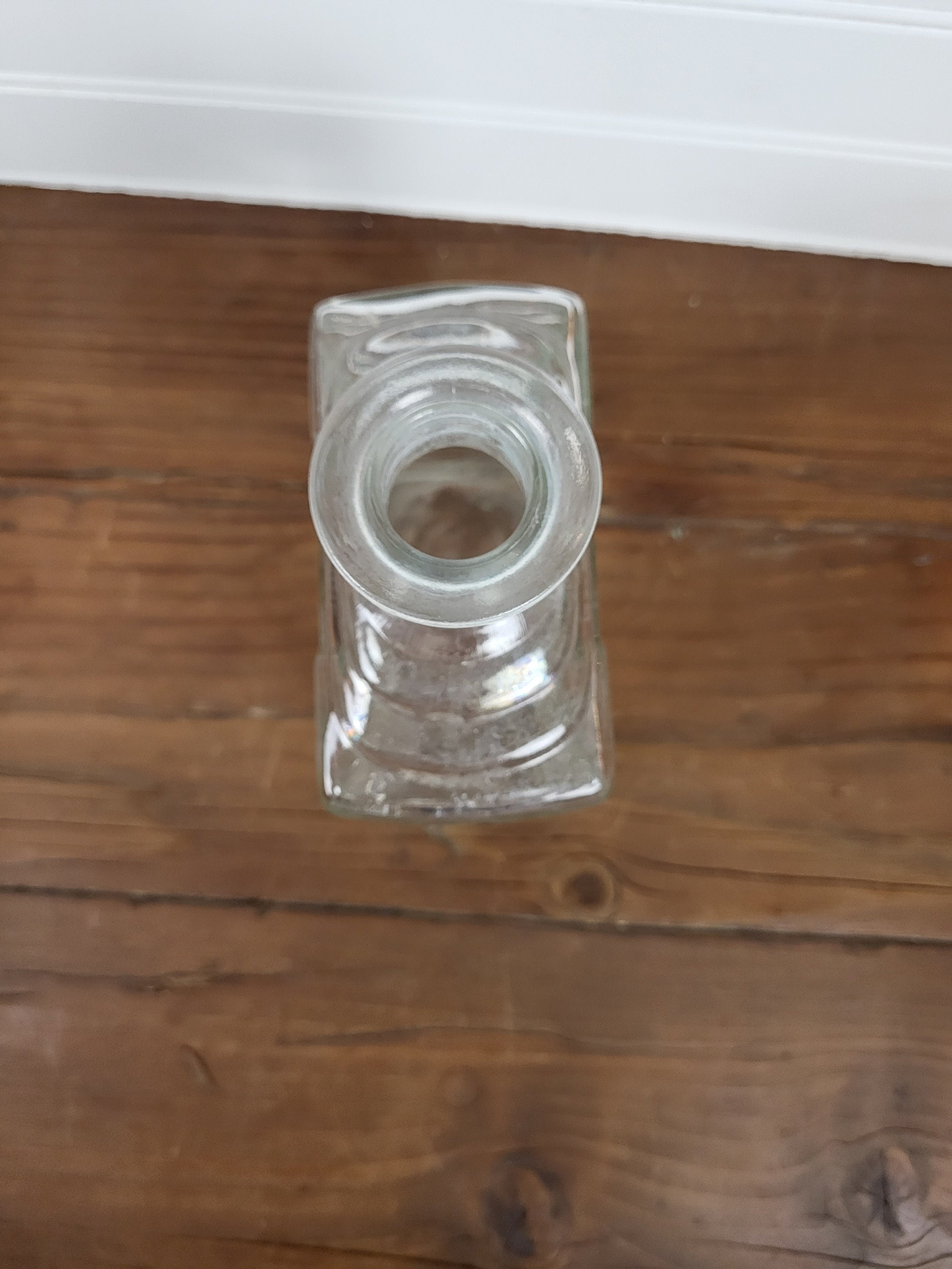 Vintage Post-prohibition Square Glass Bottle: Laurel Design, Owens ...