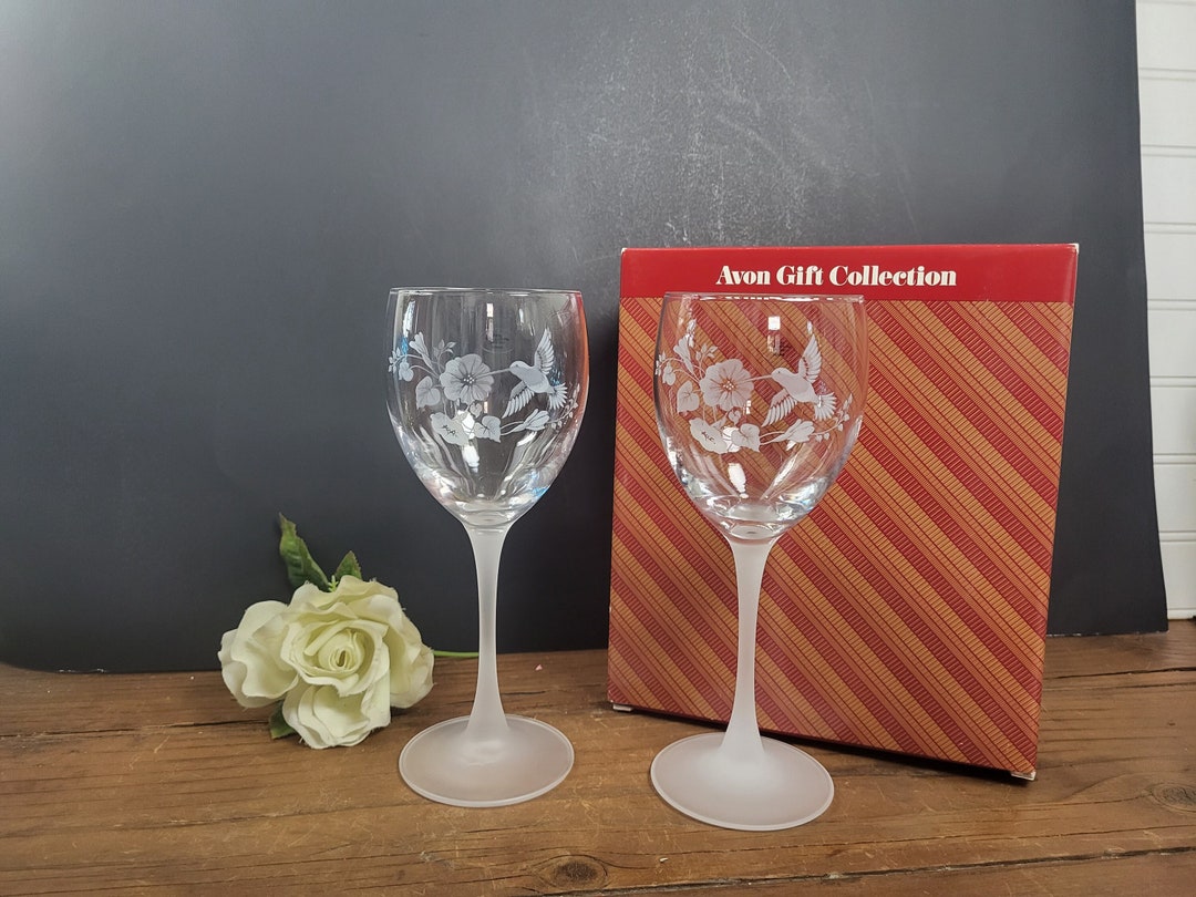 Two Hummingbird Crystal Goblets Vintage Avon NVIB - Etsy