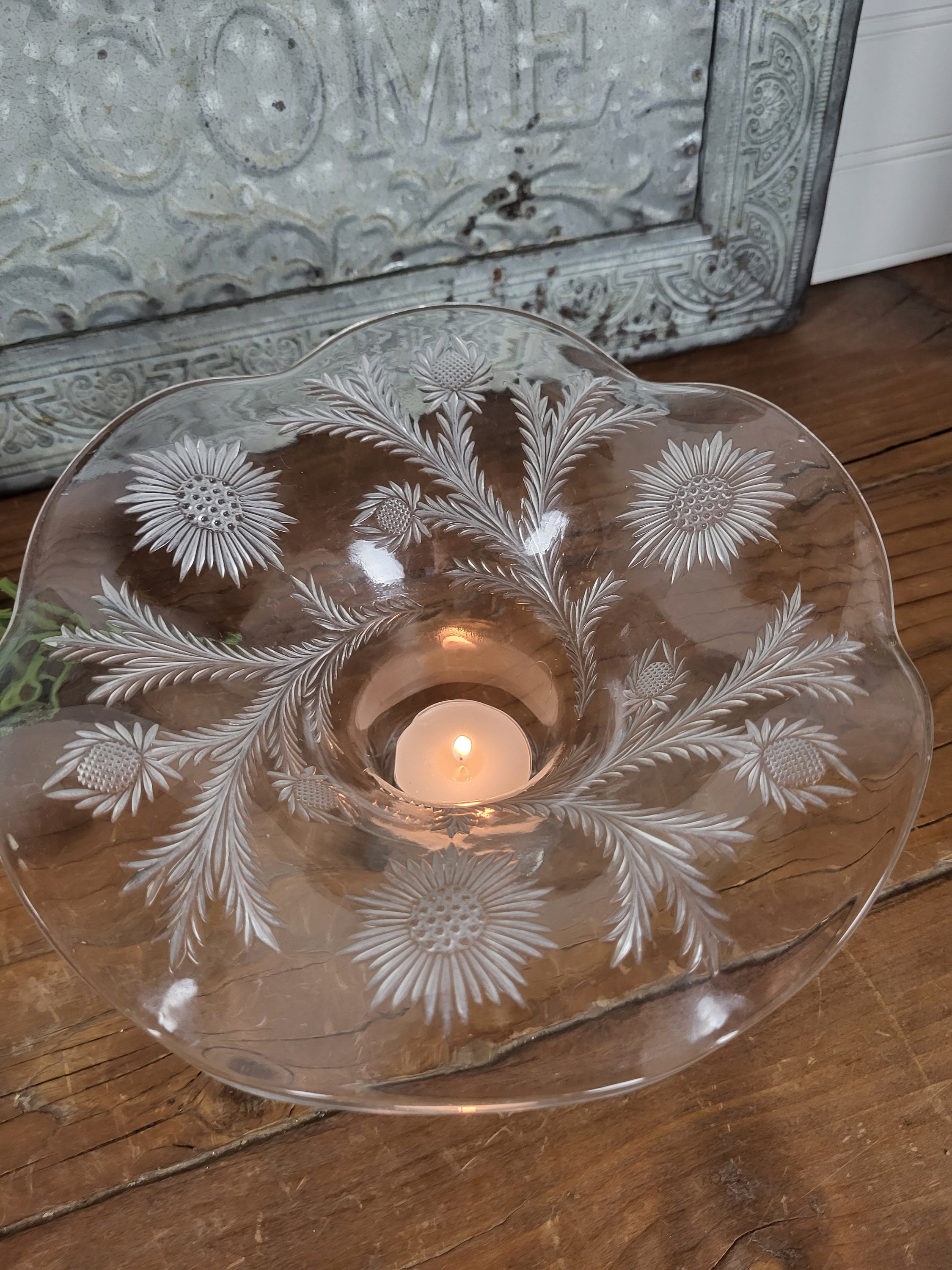 Intl. Silver Co. Fluted Glass Bowl Insert With Intricate - Etsy