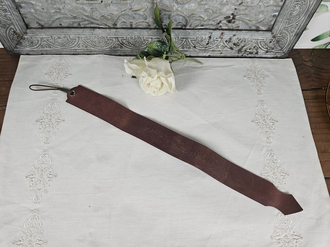 Vintage Travel Size Leather Razor Strop - Hanging Loop - Rustic Decor ...