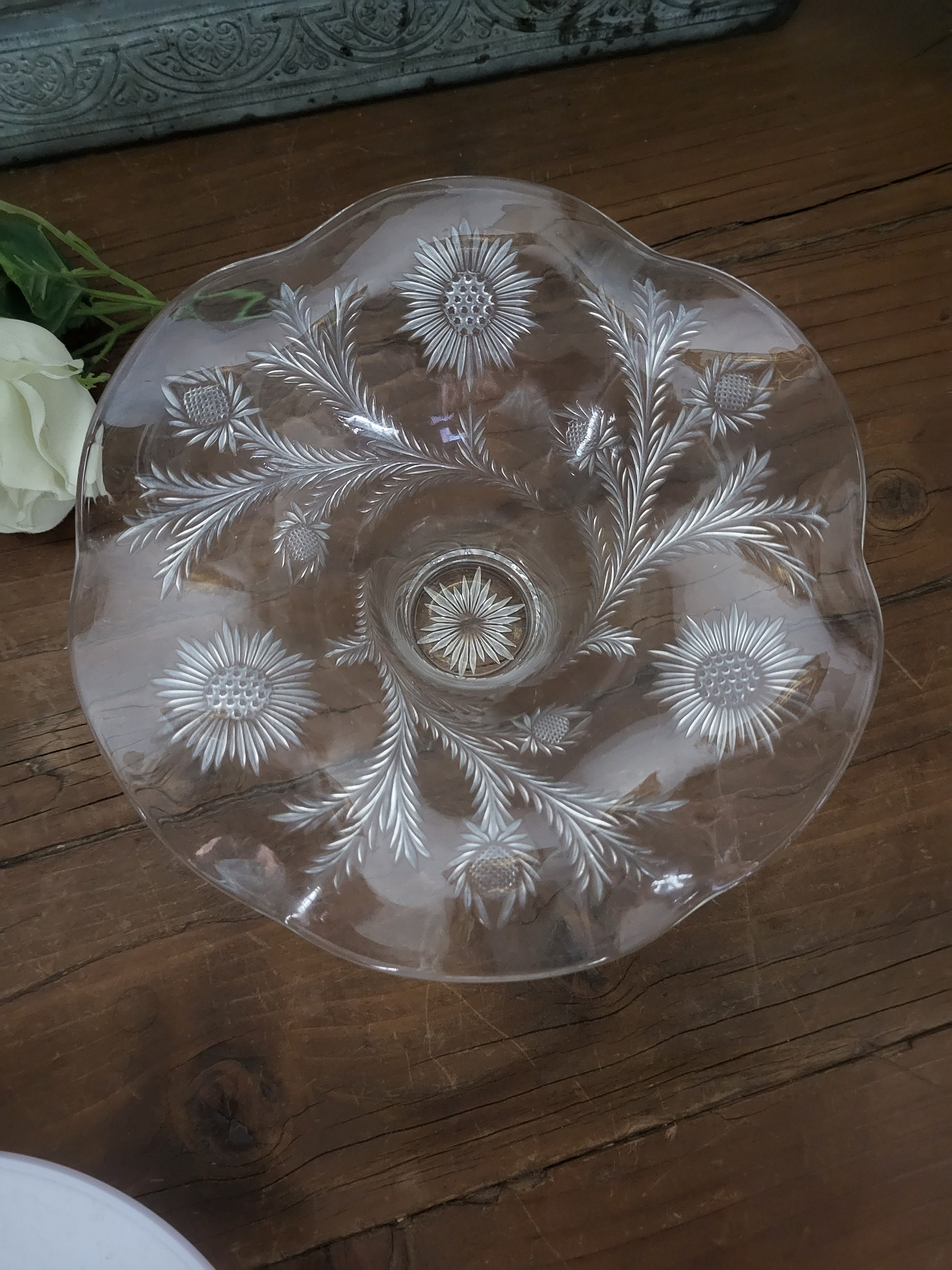 Intl. Silver Co. Fluted Glass Bowl Insert With Intricate - Etsy
