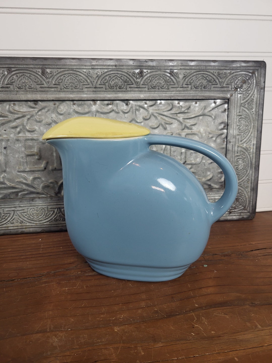 Vintage Art Deco Blue and Yellow Pitcher - Westinghouse by Hall ...