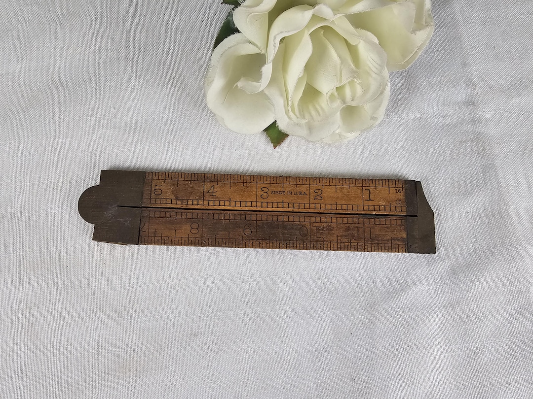 Vintage No. 372 Lufkin Boxwood and Brass Caliper Folding Ruler - Early ...