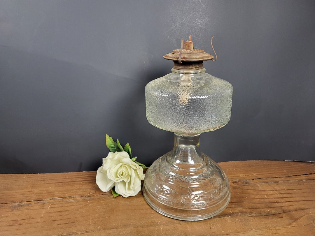 1950s Clear Glass Oil Lamp With Eagle Burner - P&A Risdon - Etsy