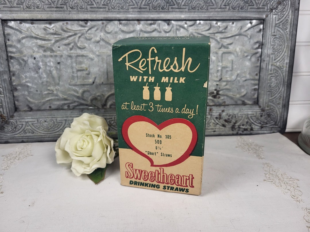 Original 1950s Sweetheart Drinking Straws in Original Box - New Old ...
