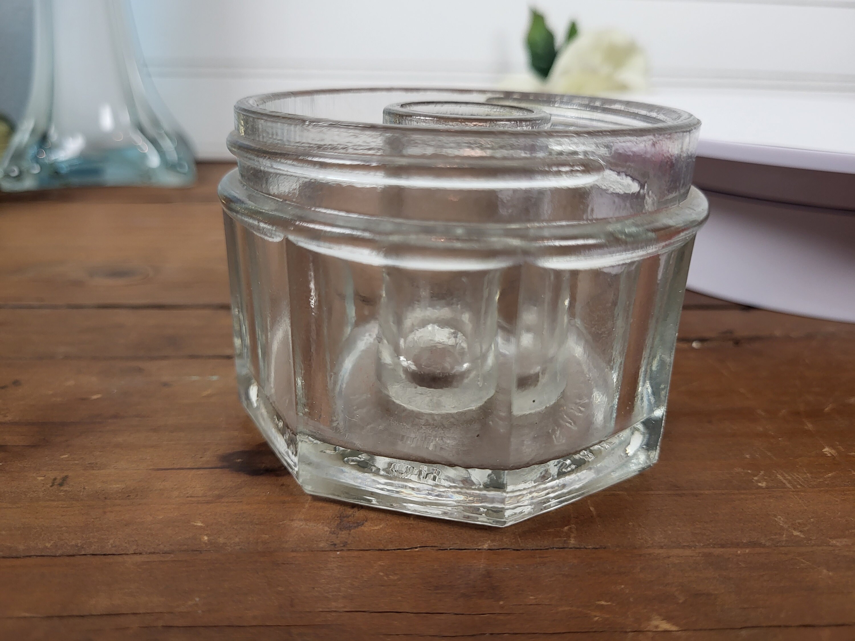 Vintage Sanford's Library Paste Jar: Octagon Glass Holder, USA Made ...