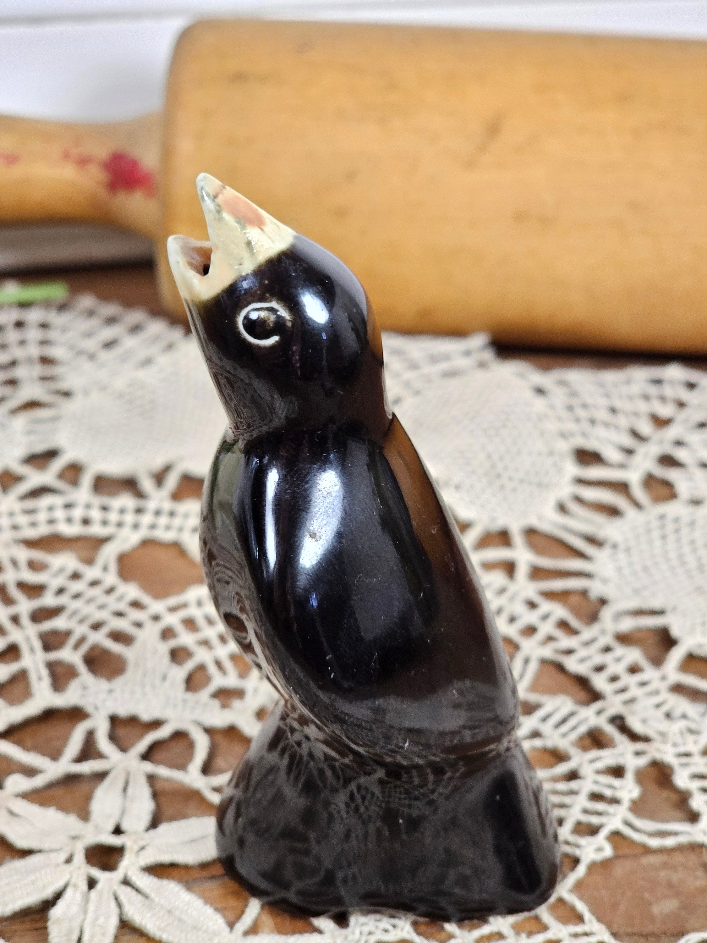 Vintage Black Bird Pie Funnel Pie Vent Glazed Pottery Figurine - Etsy
