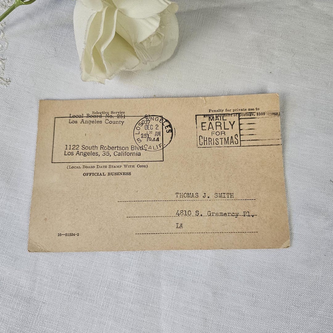 1944 Selective Service Card - Notice of Classification for Thomas James ...