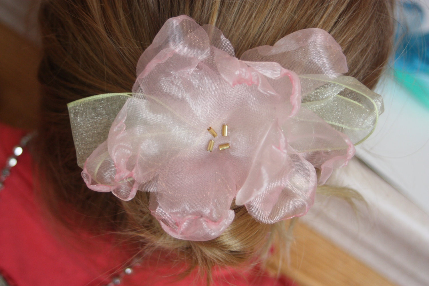 Gorgeous Pale Pink Organza Flower on an Alligator Clip - Etsy