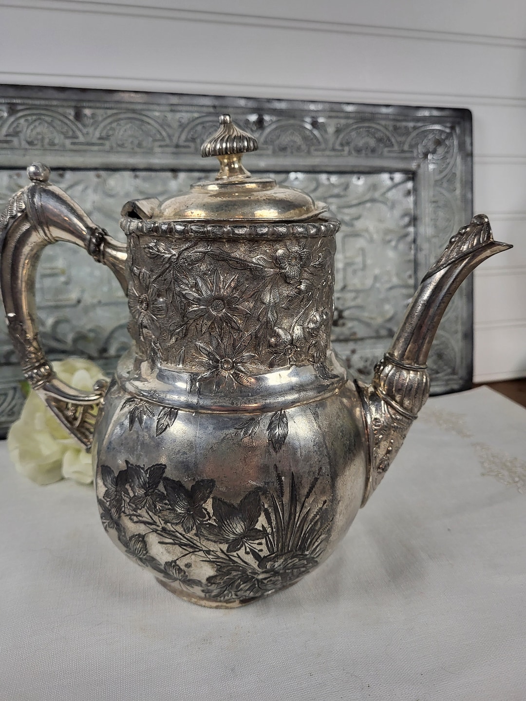 1880s Barbour Bros. Quadruple Silver Plate Repousse Teapot #997 - Etsy