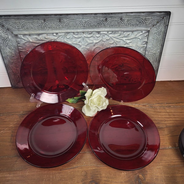 Arcoroc Plates Ruby Red Plates - Etsy