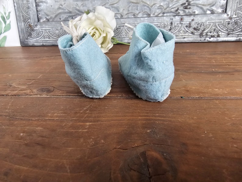 Vintage MCM Handmade Baby Blue and White Felt Baby Booties - Retro ...