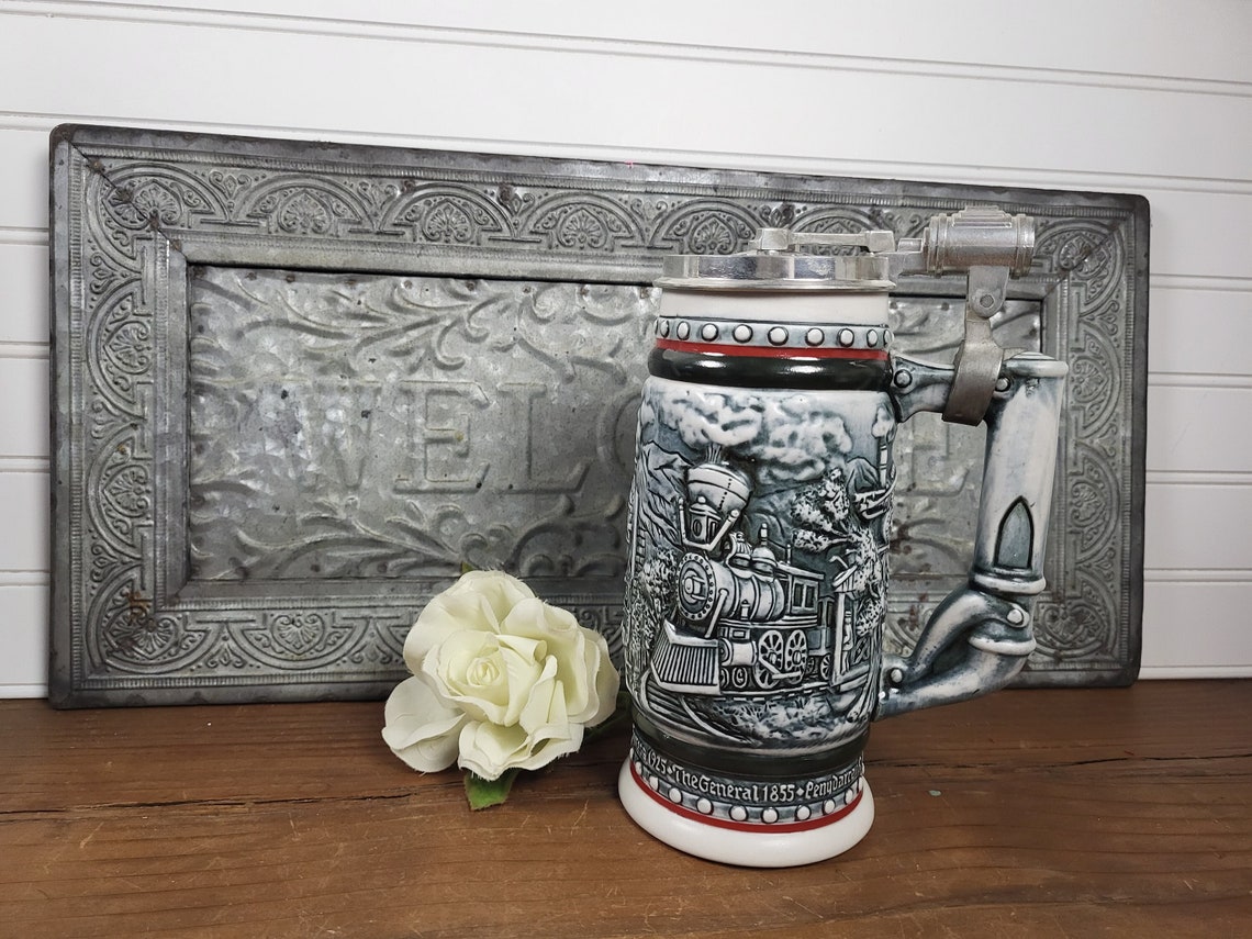 Avon Locomotive 1982 Lidded Beer Stein - Authentic Numbered - Etsy