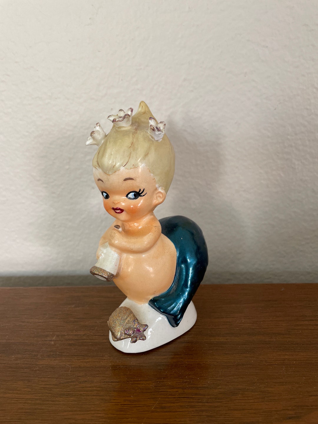 Vintage Mermaid Figurine, 1950's Bradley Mermaid Baby Figurine, Ceramic ...