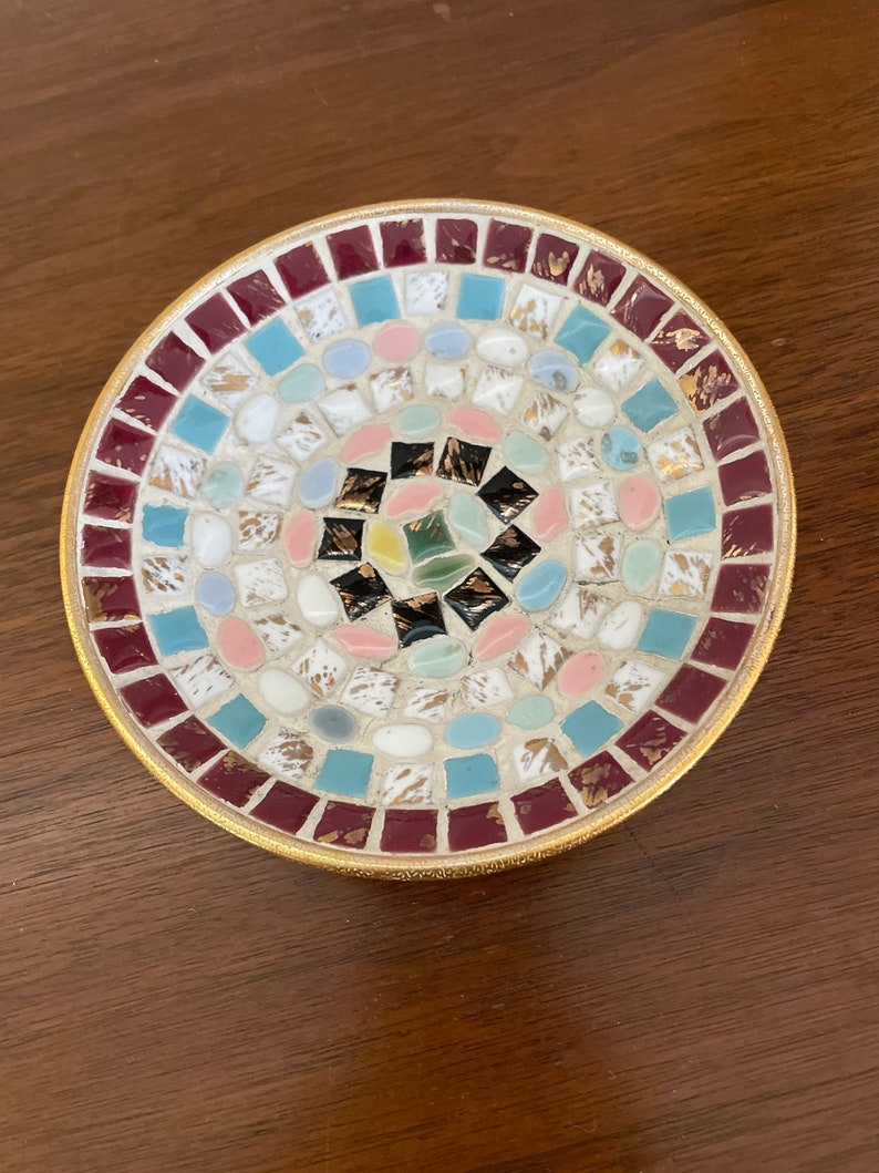 Mid Century Modern Small Mosaic Dish, 1960's Mosaic Tile Plate, Dish ...