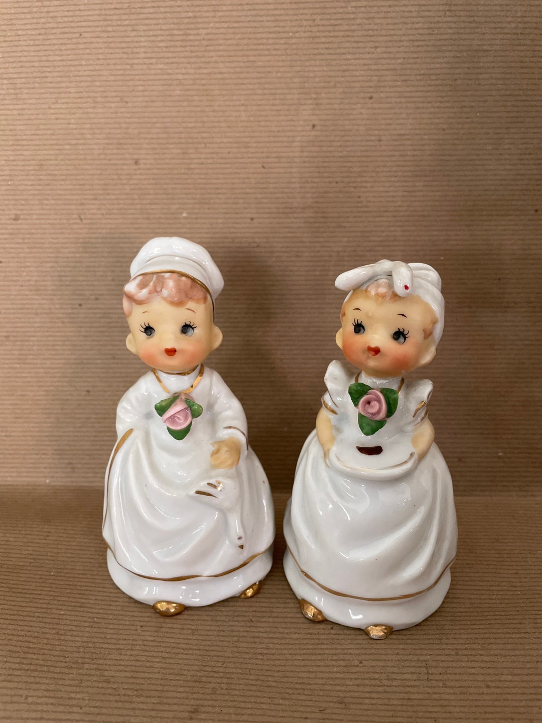 Vintage Cook and Maid Bells, 1950's Chase Japan Ceramic Cook and Maid ...