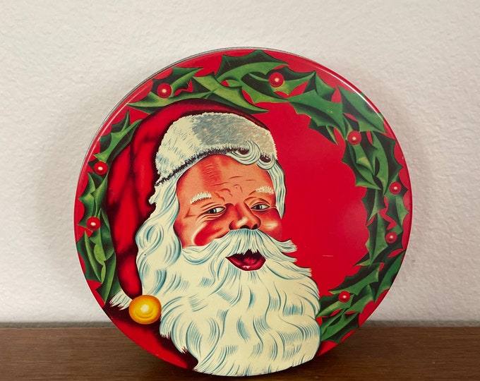 Vintage Christmas Tin 1970's Santa Christmas Cookie, Candy Tin, Box ...
