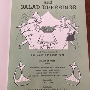 Vintage Salad Recipe Booklet, 1950's Culinary Arts Institute, Salad and ...