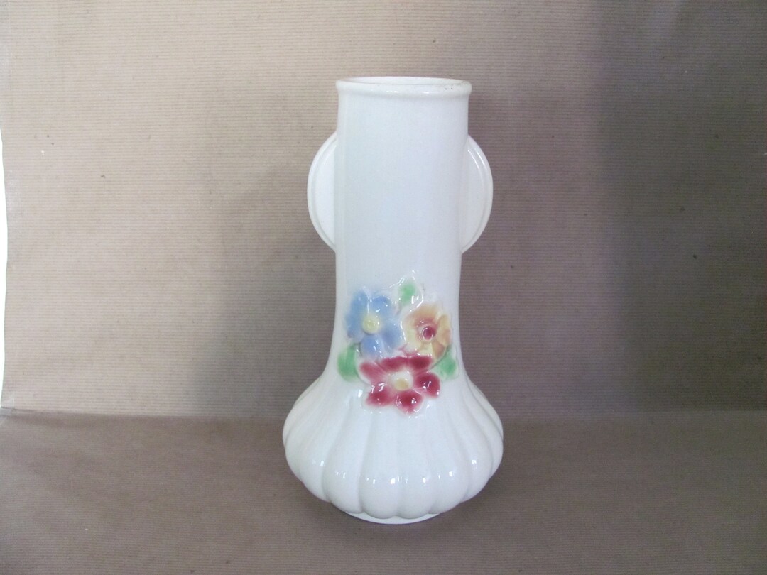 Vintage White Vase, 1950's Ceramic Flower Vase, Cottage Chic, Cottage ...