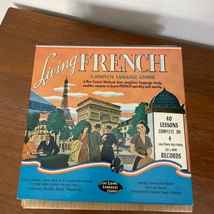 Vintage French Language Set, 1950's Living French Complete Language ...