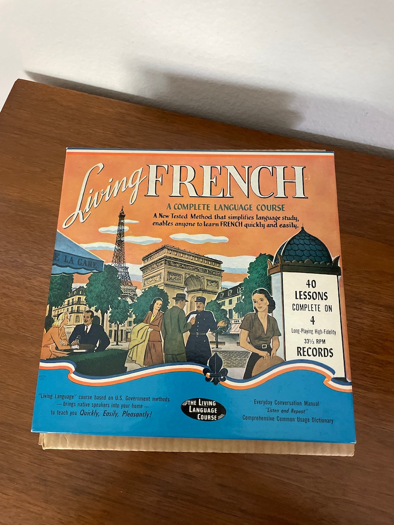 Vintage French Language Set 1950's Living French Complete - Etsy