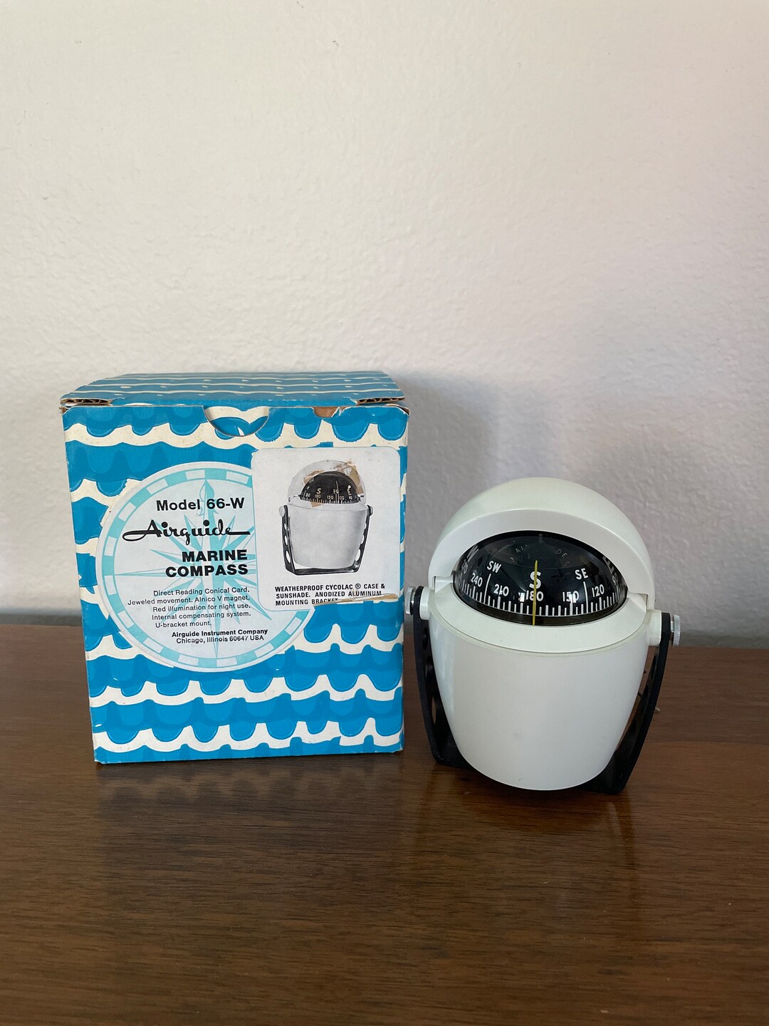 Vintage Boat Compass, 1960's Airguide Marine Compass, Model 66-W, NOS ...
