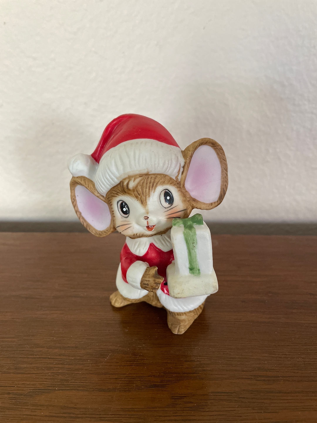 Vintage Christmas Mouse Figurine, 1970's Homco Christmas Mouse With ...