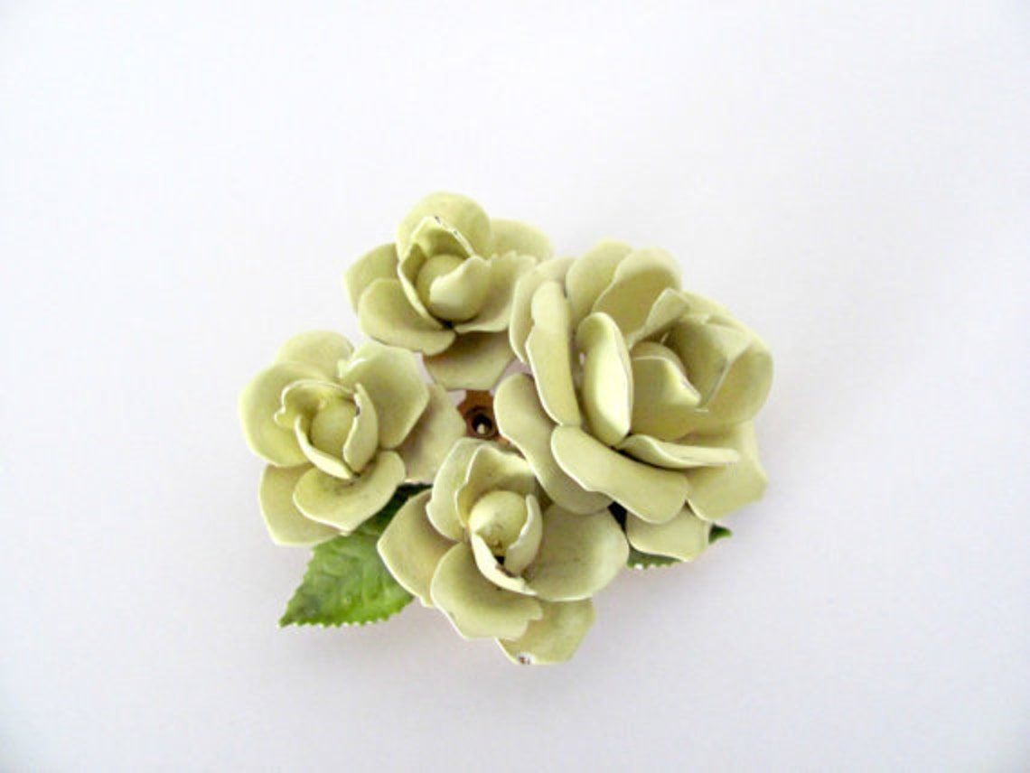 Vintage Yellow Brooch 1960's Yellow Rose Brooch Yellow | Etsy