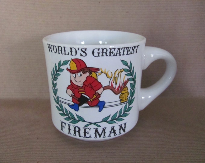 Vintage Fireman Mug, 1970's Firefighter Cup, Ceramic Mug, Coffee Cup ...